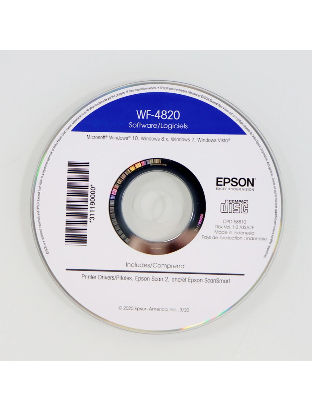 Epson WorkForce Printer WF-4820 Software Compact Disc Driver Scan 2 ...